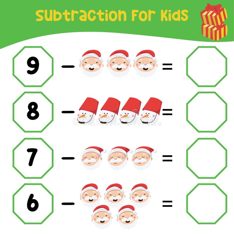 Subtraction Worksheet. Counting Activity Worksheet for Children Stock ...