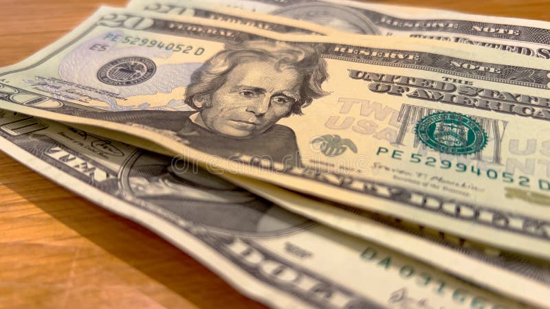 Counting a Bunch of Dollar Bills on a Table Stock Image - Image of ...