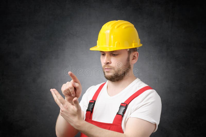 Counting Construction Worker Stock Photo - Image of handsome, count ...