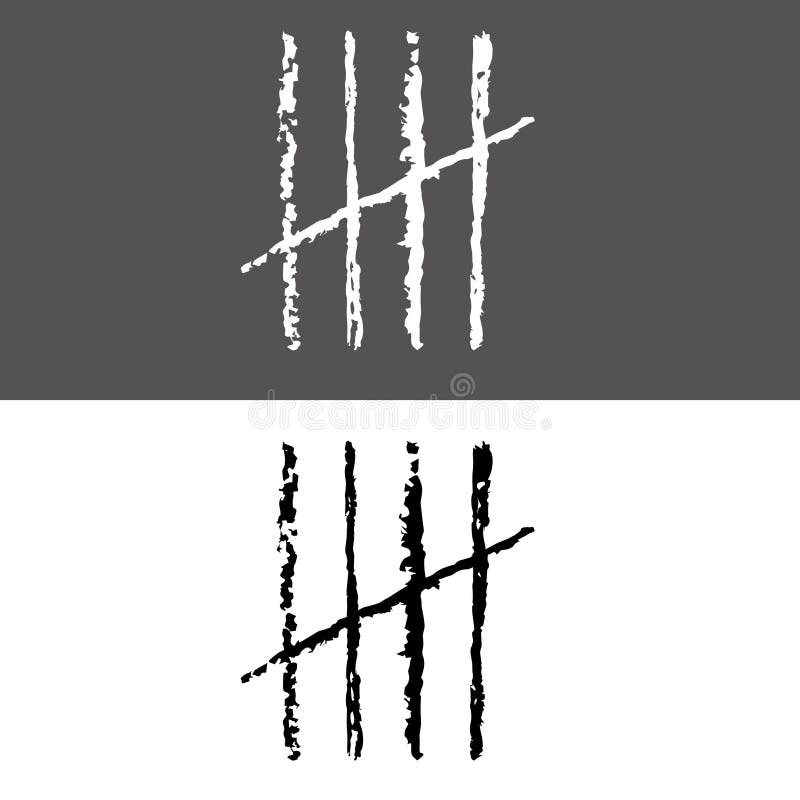 Counting Days in Prison, Handwritten Lines of White and Black Chalk ...