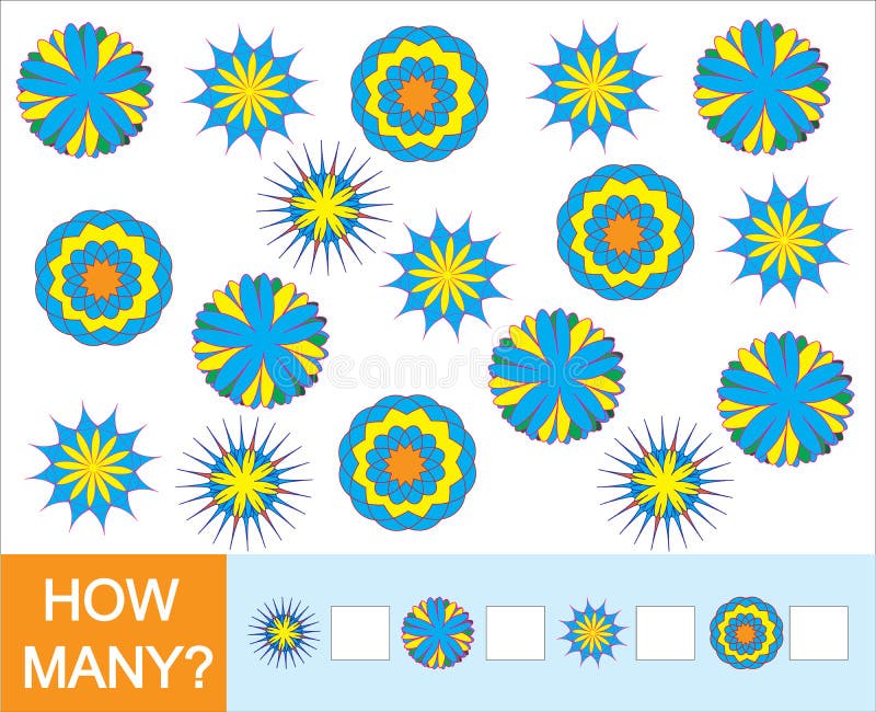 Counting Doodle Flowers. Game for Children Stock Vector - Illustration ...