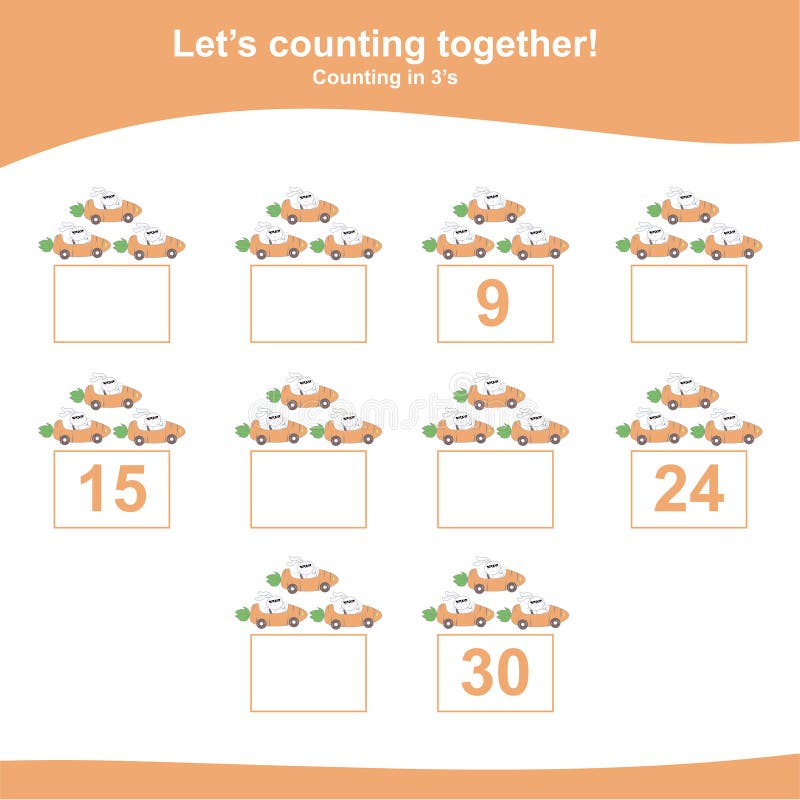 Counting in 3 stock vector. Illustration of kindergarten - 244638505