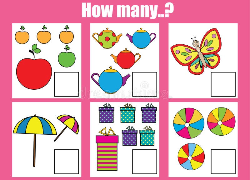 Counting Educational Children Game, Kids Activity. How Many Objects ...