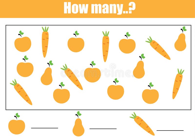 Counting Educational Children Game, Kids Activity Worksheet. How Many ...