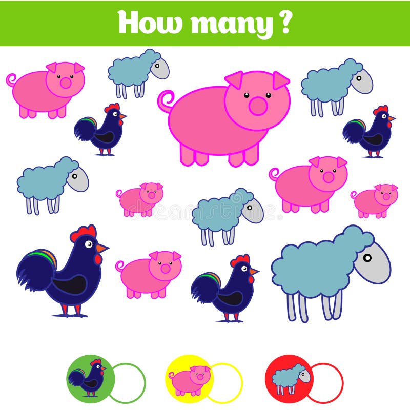 Counting Educational Children Game, Kids Activity Sheet. How Many ...