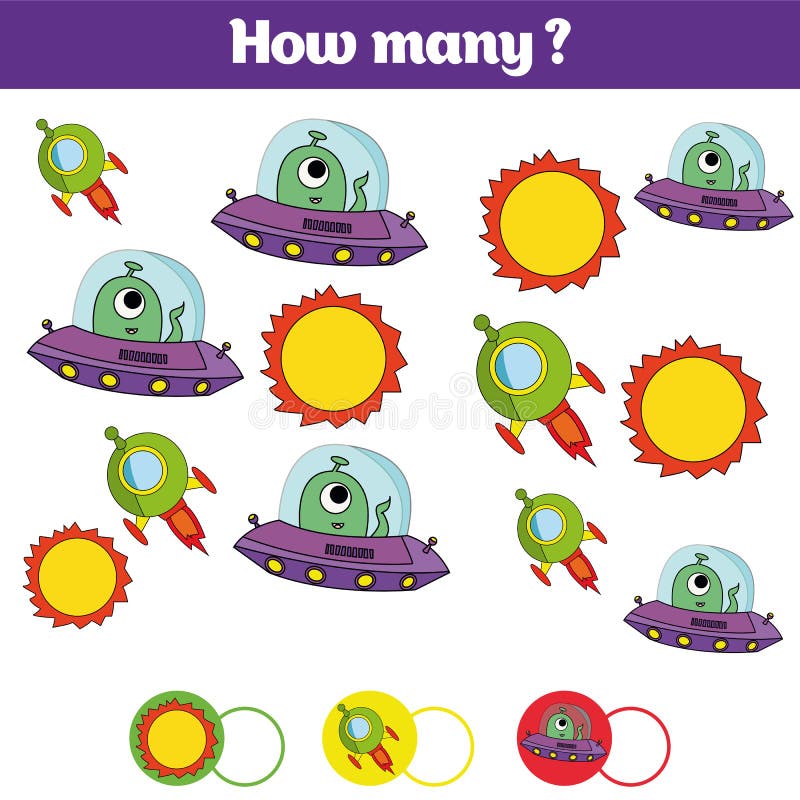 Counting Educational Children Game, Kids Activity Sheet. How Many ...