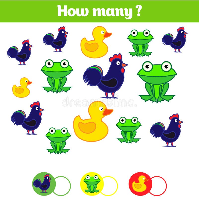 Counting Educational Children Game, Kids Activity Sheet. How Many ...