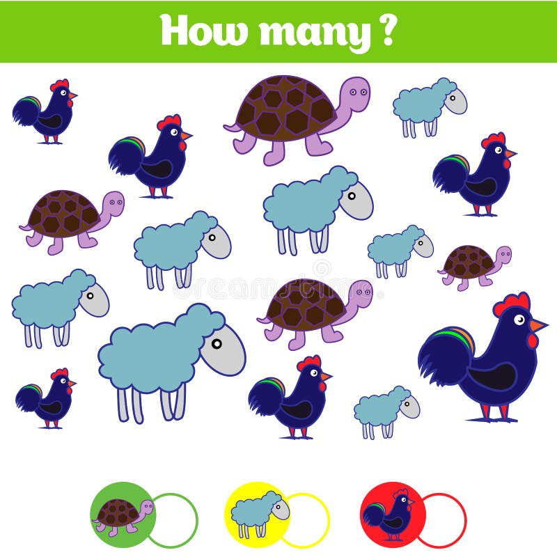 Counting Educational Children Game, Kids Activity Sheet. How Many ...