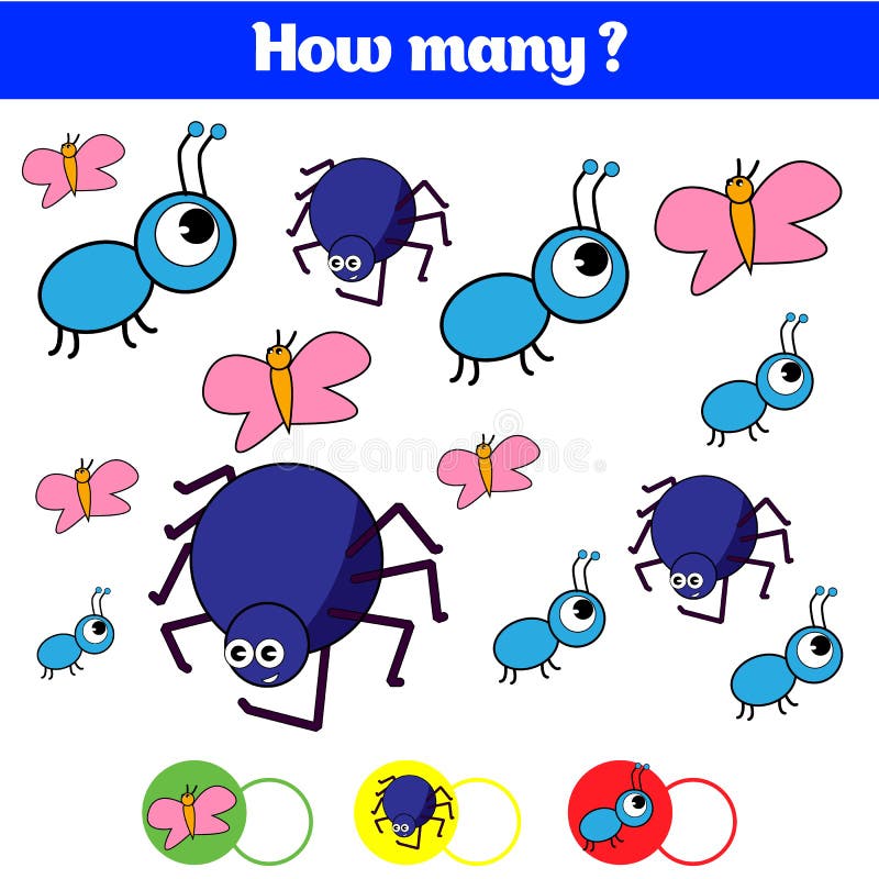 Counting Educational Children Game, Kids Activity Sheet. How Many ...