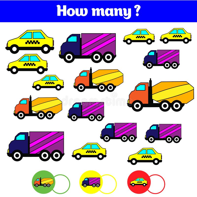 Counting Educational Children Game, Kids Activity Sheet. How Many ...