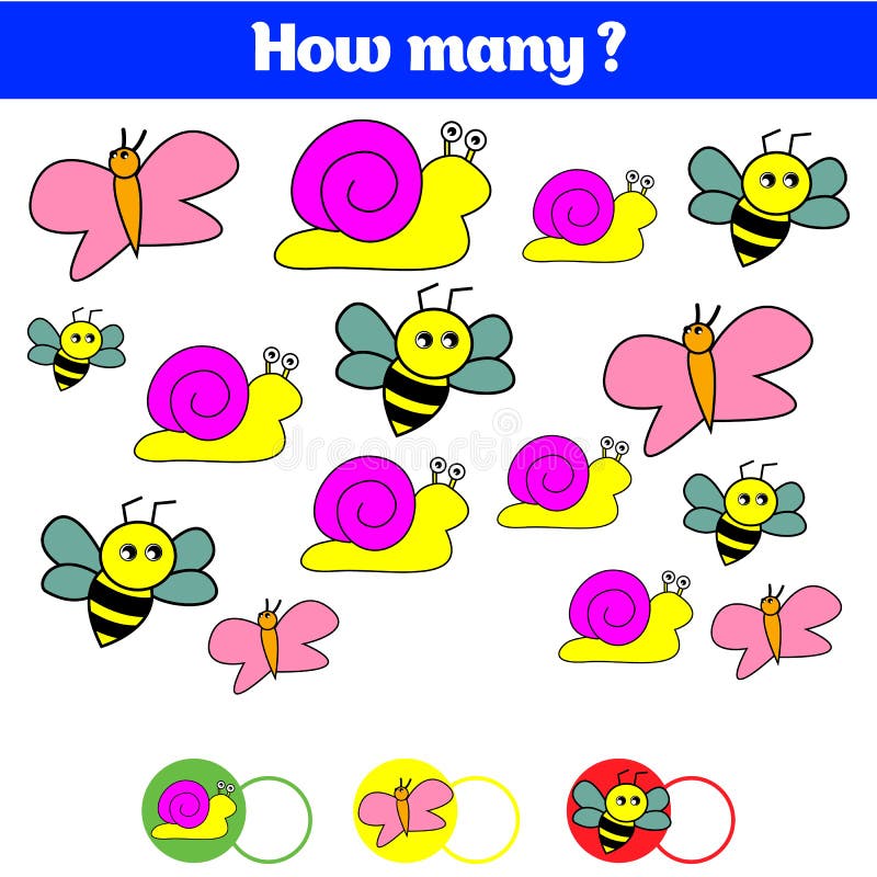 Counting Educational Children Game, Kids Activity Sheet. How Many ...