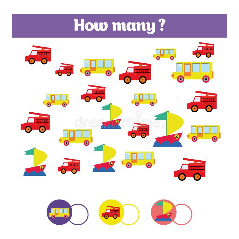 Counting Educational Children Game, Kids Activity Sheet. How Many ...