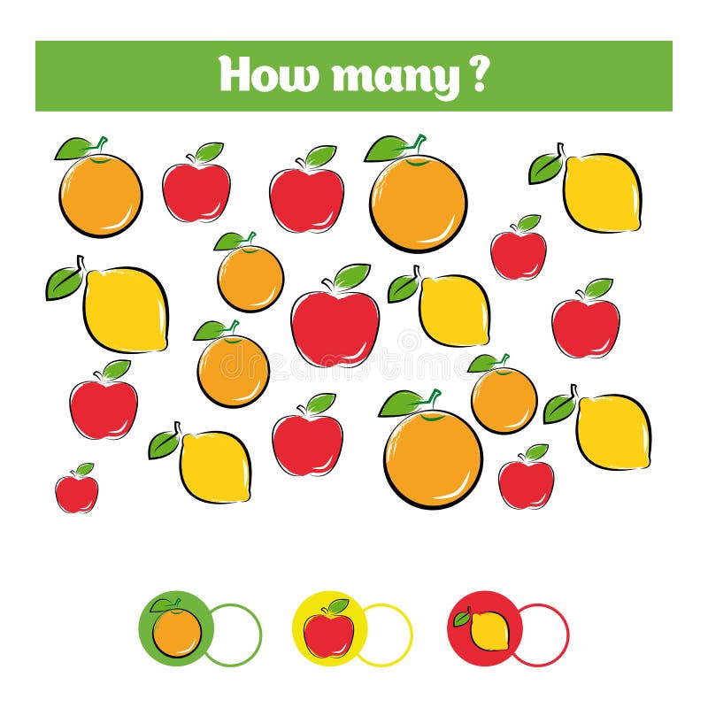 Counting Educational Children Game, Kids Activity Sheet. How Many ...