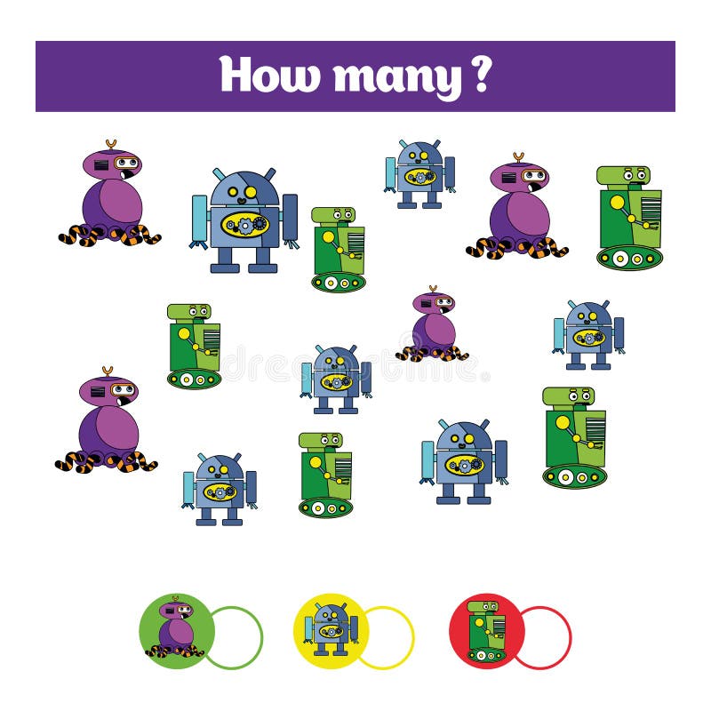 Counting Educational Children Game, Kids Activity Sheet. How Many ...