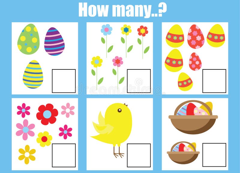 Counting Educational Children Game, Kids Activity Worksheet. How Many ...