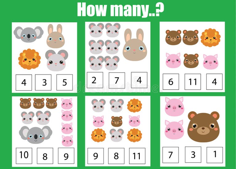 Counting Educational Children Game, Math Kids Activity. How Many ...