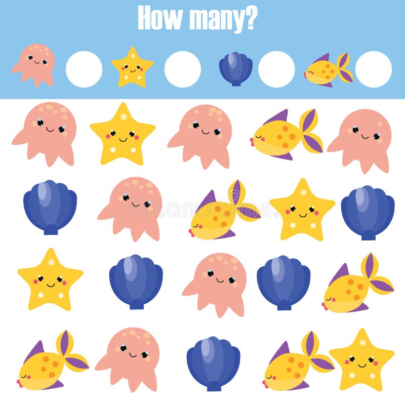 Counting Educational Children Game, Kids Activity. How Many Objects ...