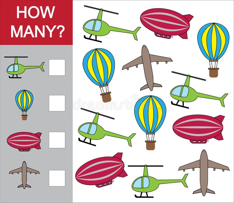 Counting Game How Many Object of Air Transport for Preschool Children ...