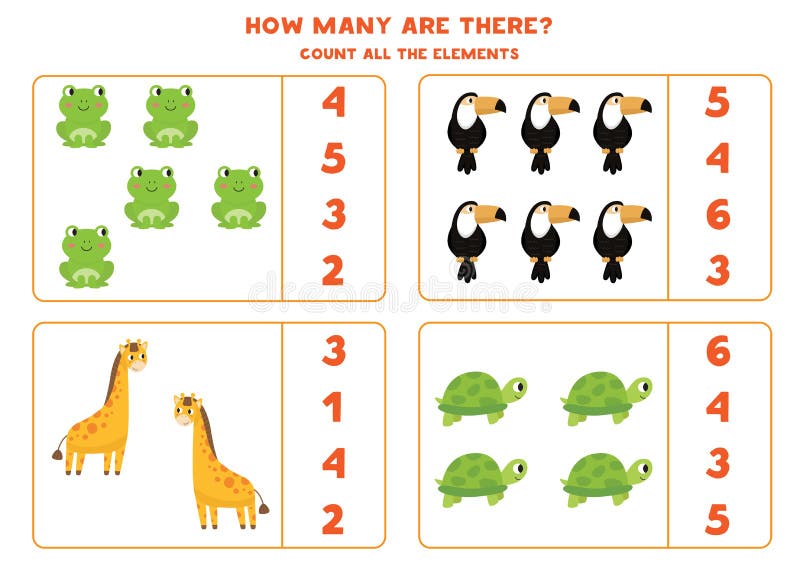 Counting Educational Game for Kids. Wild Animals Stock Vector ...