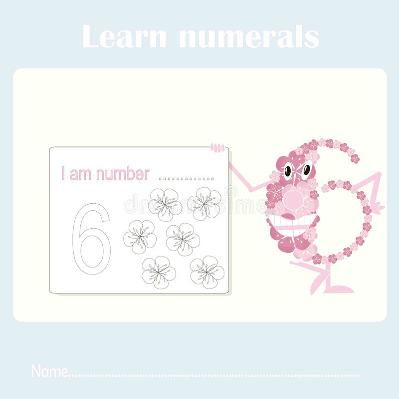 Counting Educational, Kids Activity Sheet. Learning Numbers 6 Stock ...