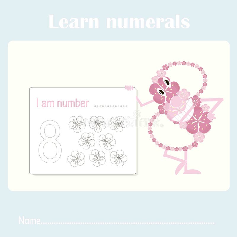 Counting Educational, Kids Activity Sheet. Learning Numbers 8 Stock ...
