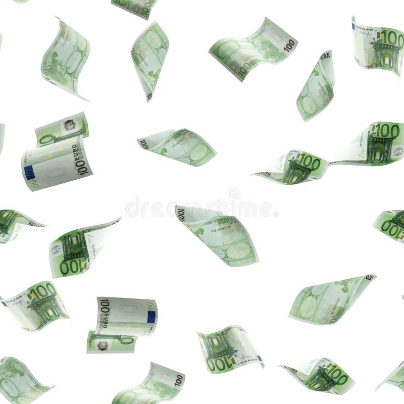 Counting Euro Banknote Falling Isolated. Money Cash Texture on White ...