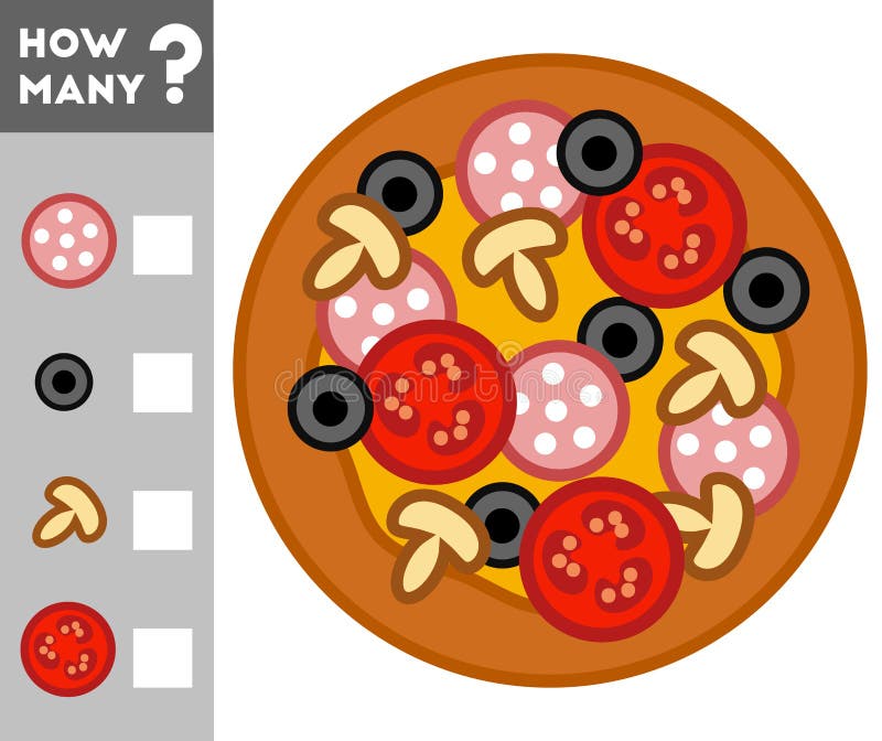 Counting Game for Children. Count How Many Pizza Items Stock Vector ...