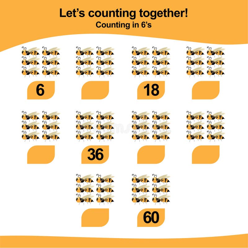 Counting in 6 S. Educational Printable Math Worksheet Stock ...