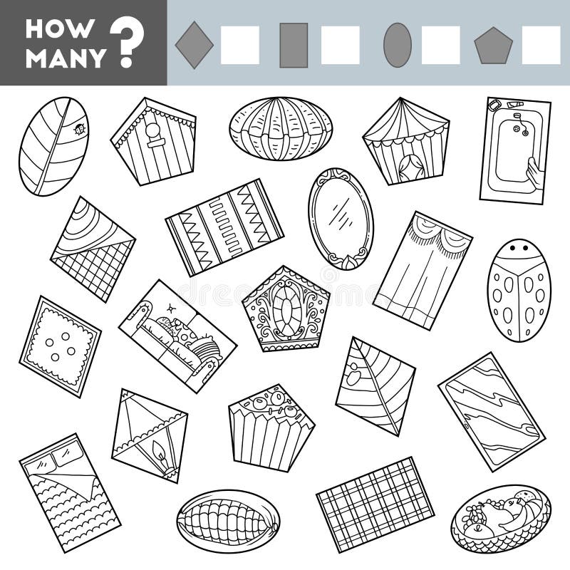 How Many Objects Task. Educational Children`s Game Worksheet Stock ...