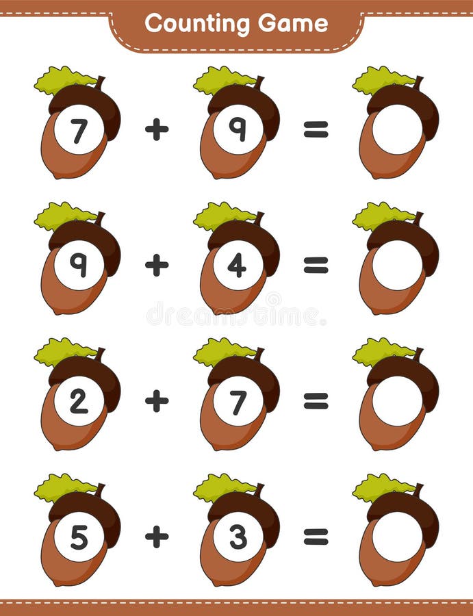 Counting Game, Count the Number of Acorn and Write the Result ...