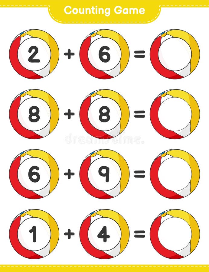 Counting Game, Count the Number of Beach Ball and Write the Result ...