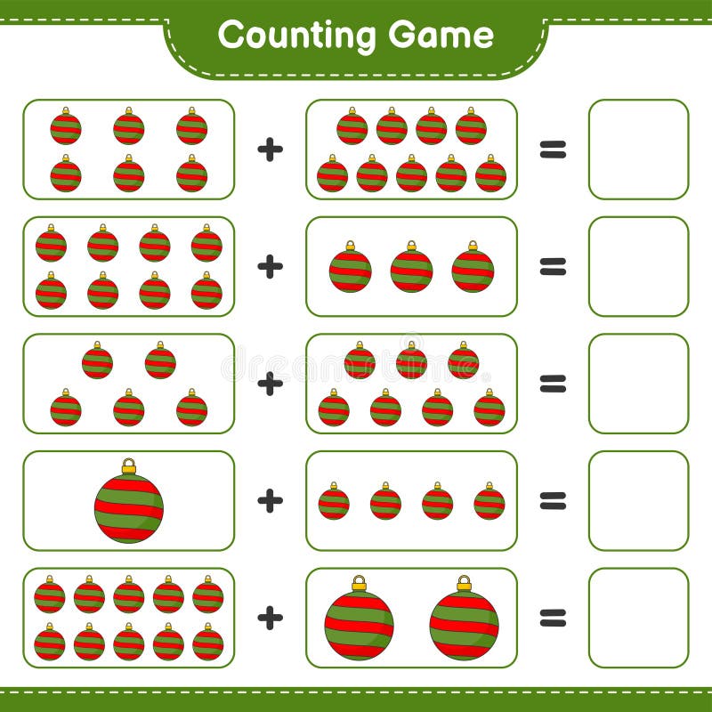 Counting Game, Count the Number of Christmas Ball and Write the Result ...
