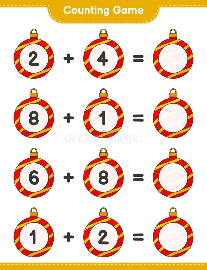 Counting Game, Count the Number of Christmas Ball and Write the Result ...