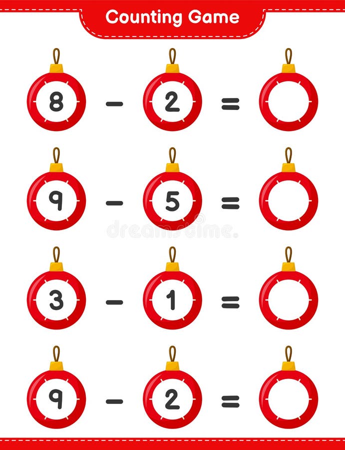 Counting Game, Count the Number of Christmas Balls and Write the Result ...