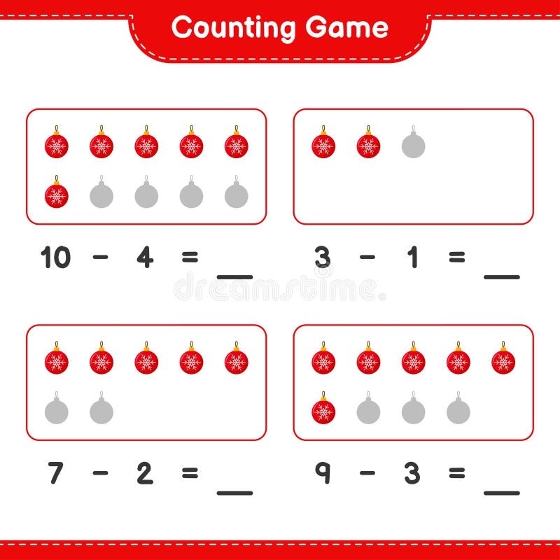 Counting Game, Count the Number of Christmas Balls and Write the Result ...