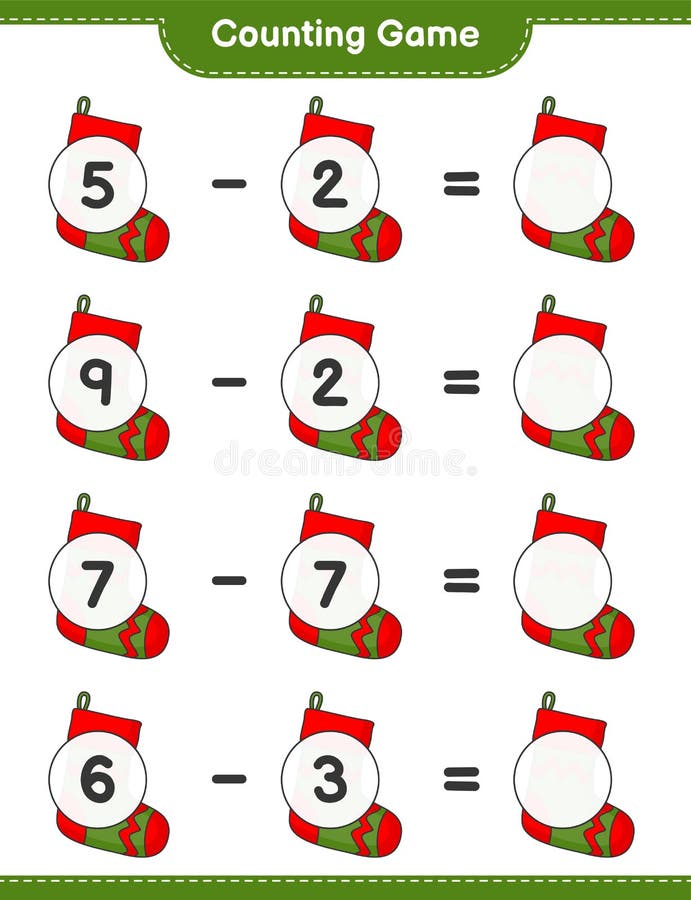 Counting Game, Count the Number of Christmas Sock and Write the Result ...