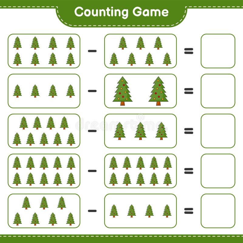 Counting Game, Count the Number of Christmas Tree and Write the Result ...