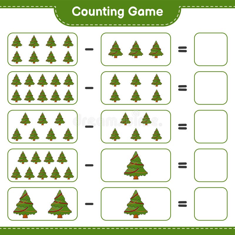 Counting Game, Count the Number of Christmas Tree and Write the Result ...