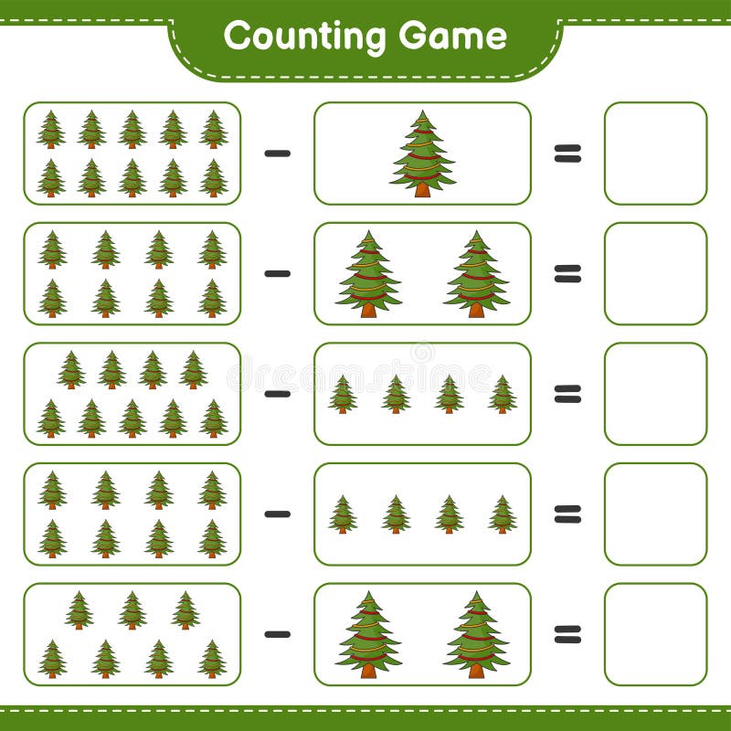 Counting Game, Count the Number of Christmas Tree and Write the Result ...