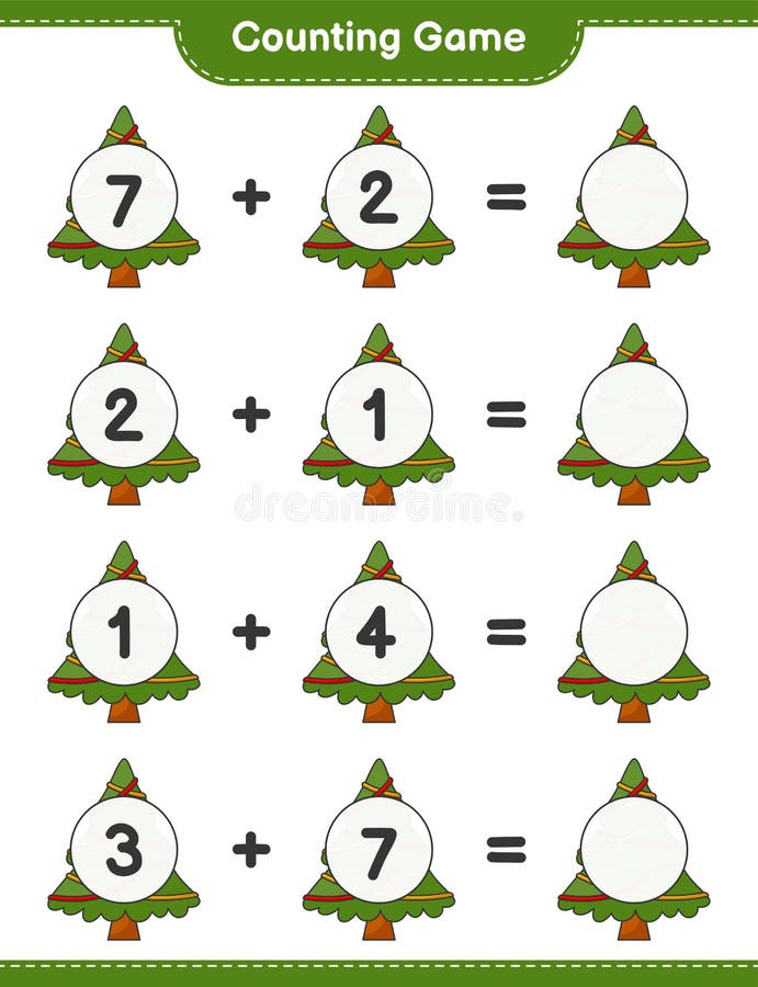 Counting Game, Count the Number of Christmas Tree and Write the Result ...