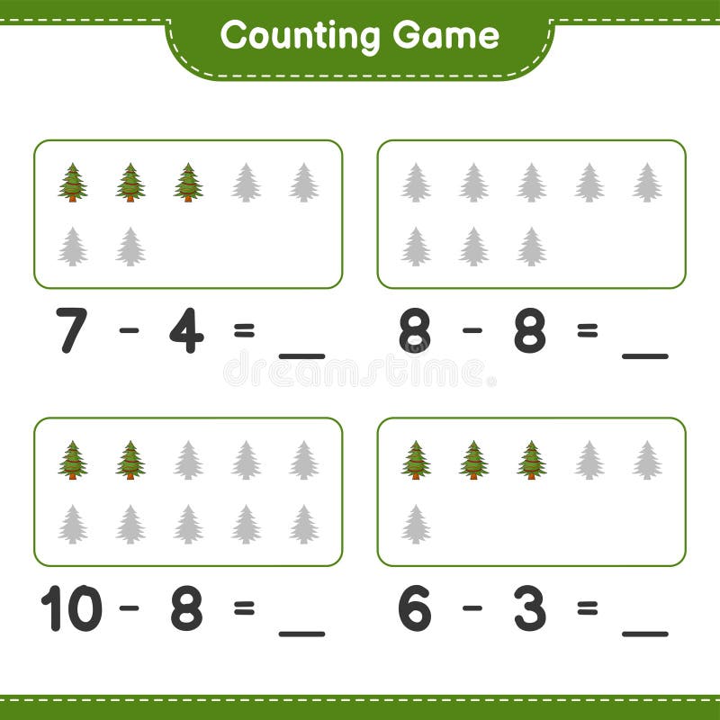 Counting Game, Count the Number of Christmas Tree and Write the Result ...