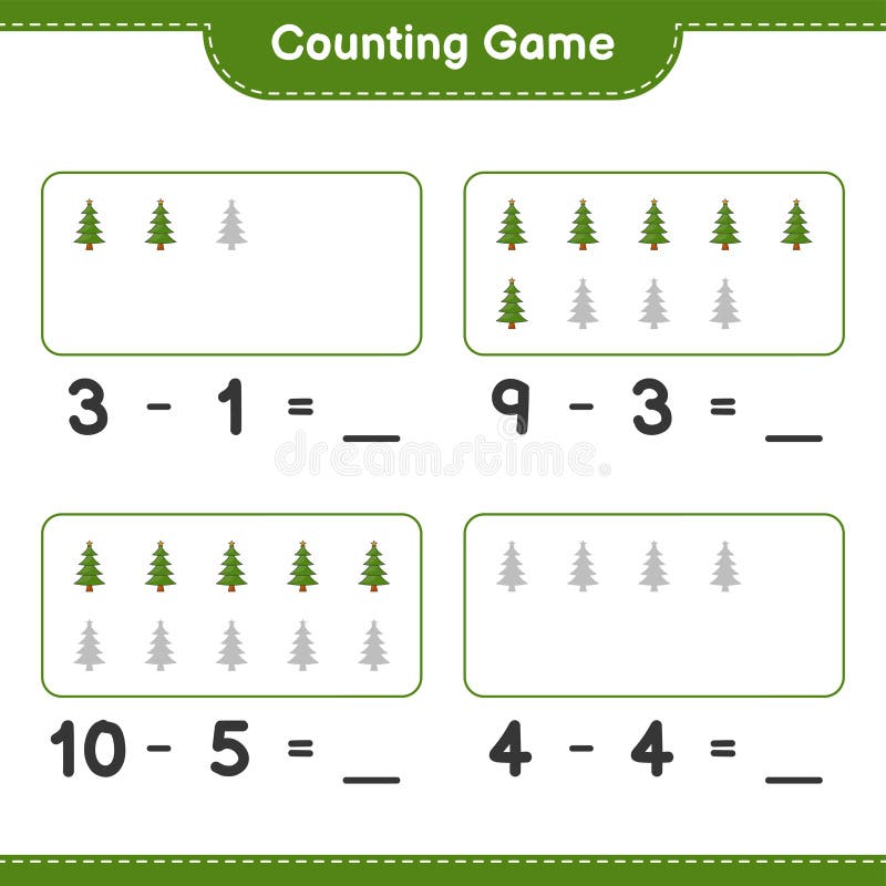 Counting Game, Count the Number of Christmas Tree and Write the Result ...
