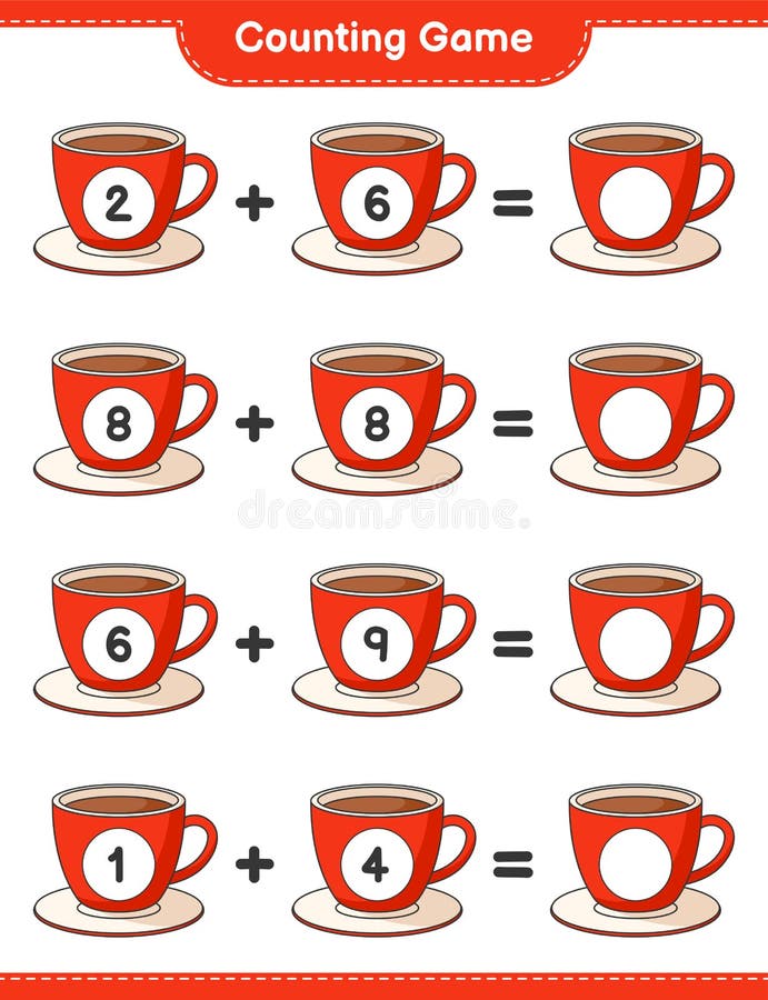 Counting Game, Count the Number of Coffee Cup and Write the Result ...