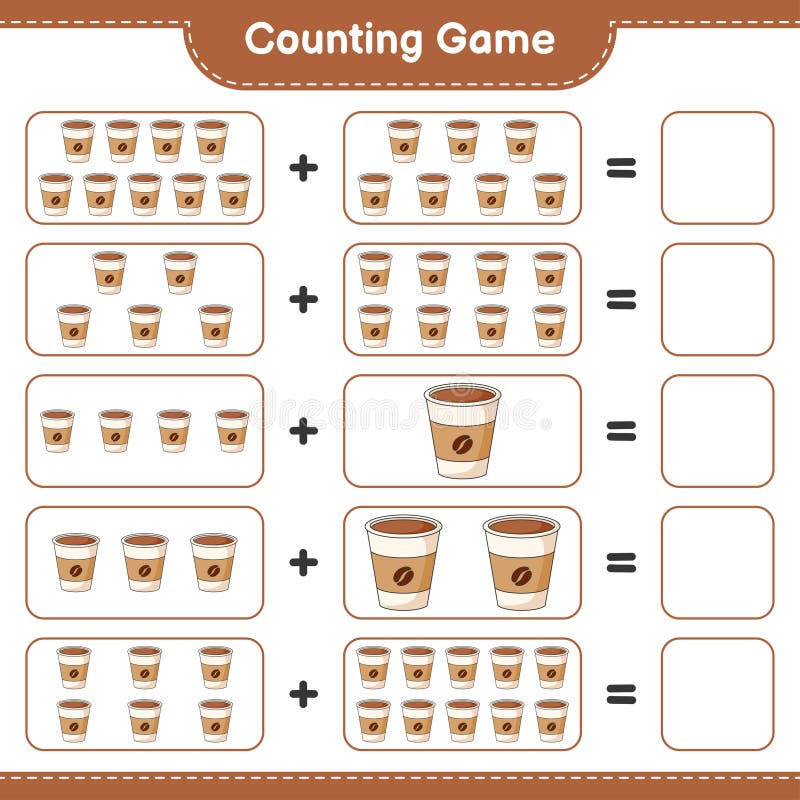 Counting Game, Count the Number of Coffee Cup and Write the Result ...