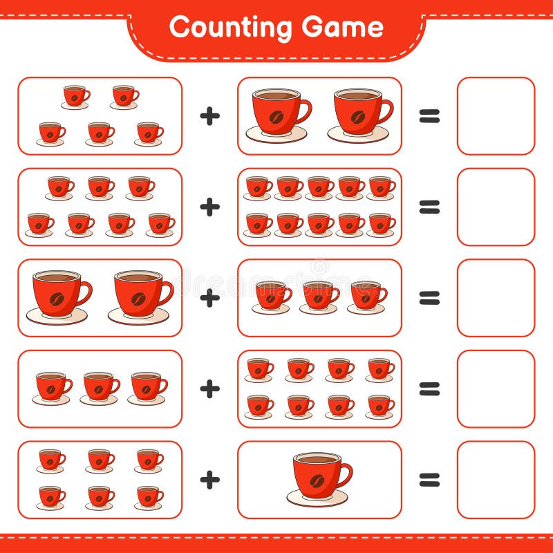 Counting Game, Count the Number of Coffee Cup and Write the Result ...