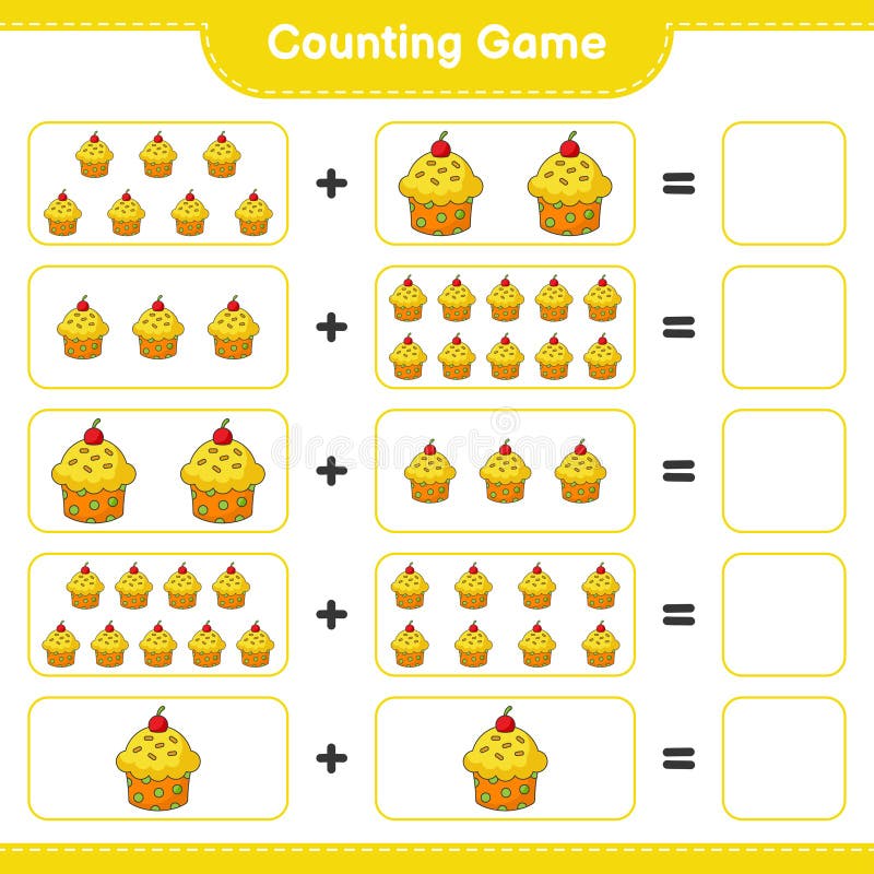 Counting Game, Count the Number of Cup Cake and Write the Result ...