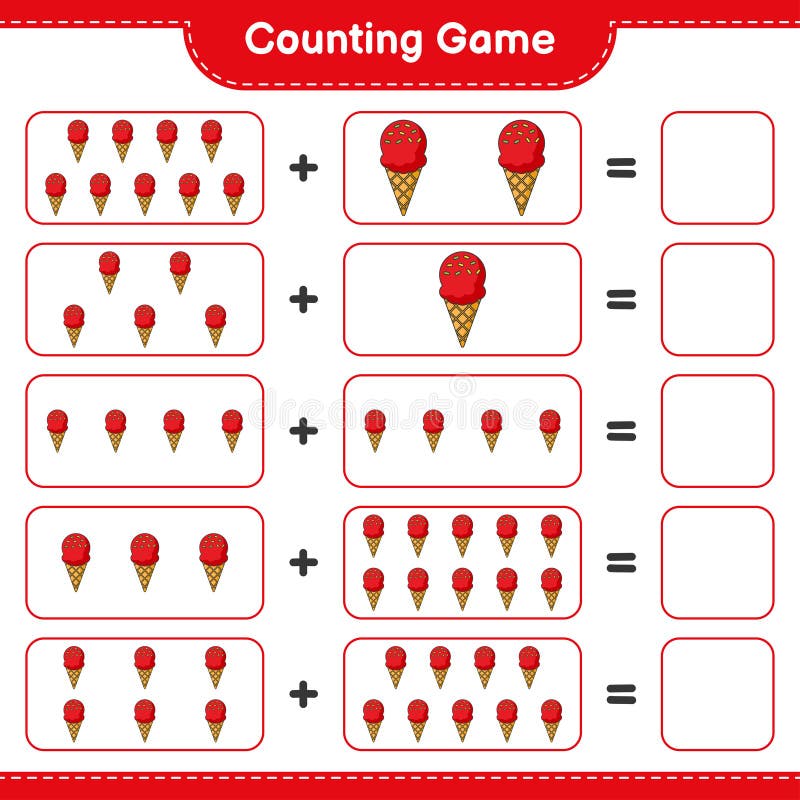 Counting Game, Count the Number of Ice Cream and Write the Result ...