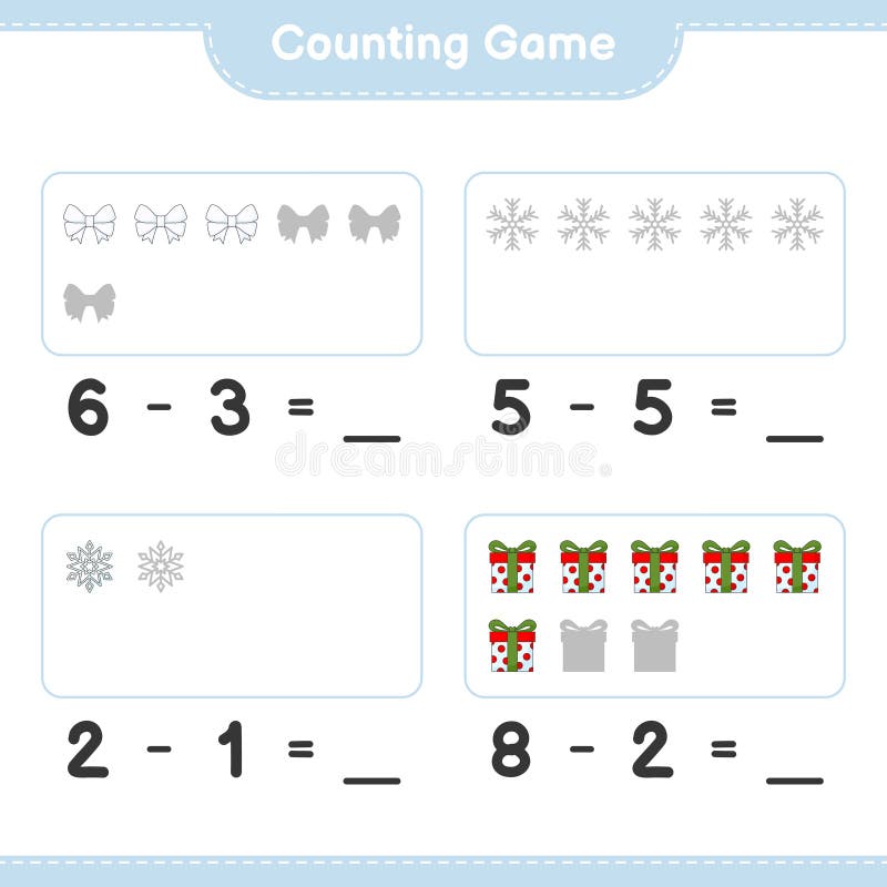 Counting Game, Count the Number of Ribbon, Snowflake, Gift Box and ...