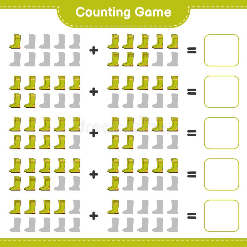 Count the Boots Worksheet. Game for Children Stock Vector ...