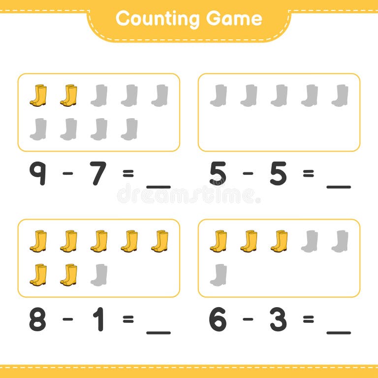 Counting Game, Count the Number of Rubber Boots and Write the Result ...